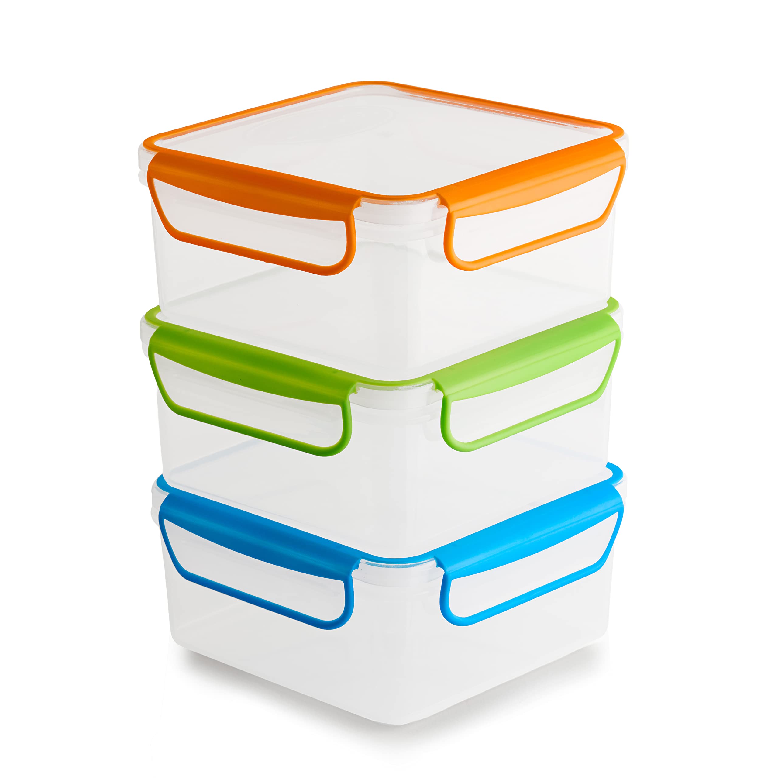 Kitchen & Cabana - 3 Pack of Large Size Sandwich Containers - Reusable, BPA Free Plastic, Snap Shut Lids with Airtight Silicone Seal. Great for Sandwiches, Snacks and Storage. (Jumbo Size - 3 Pack -