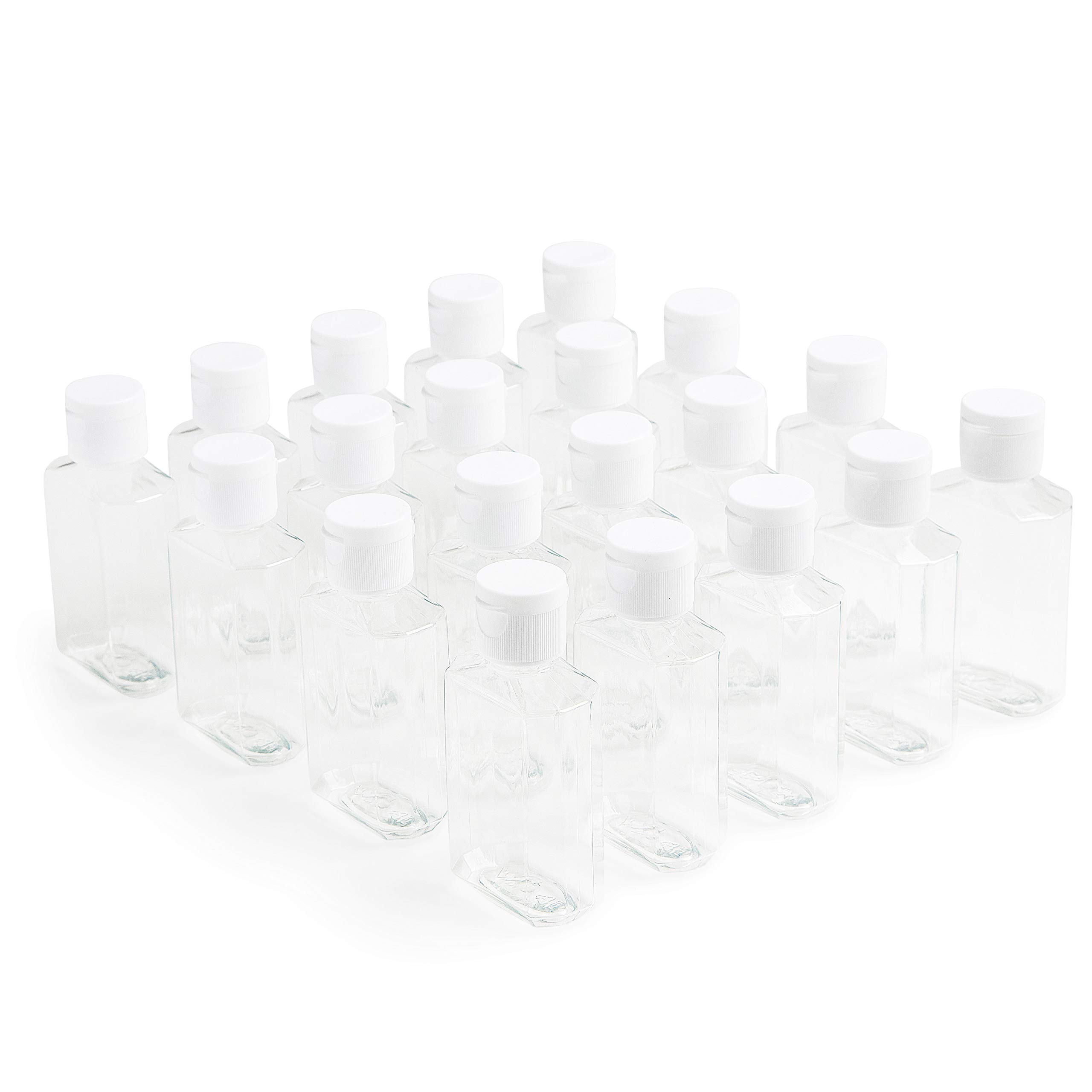 MHO Containers | Clear, Refillable Flip-Top Bottles | BPA/Paraben-Free, 2 fl oz (60 mL) — Set of 20