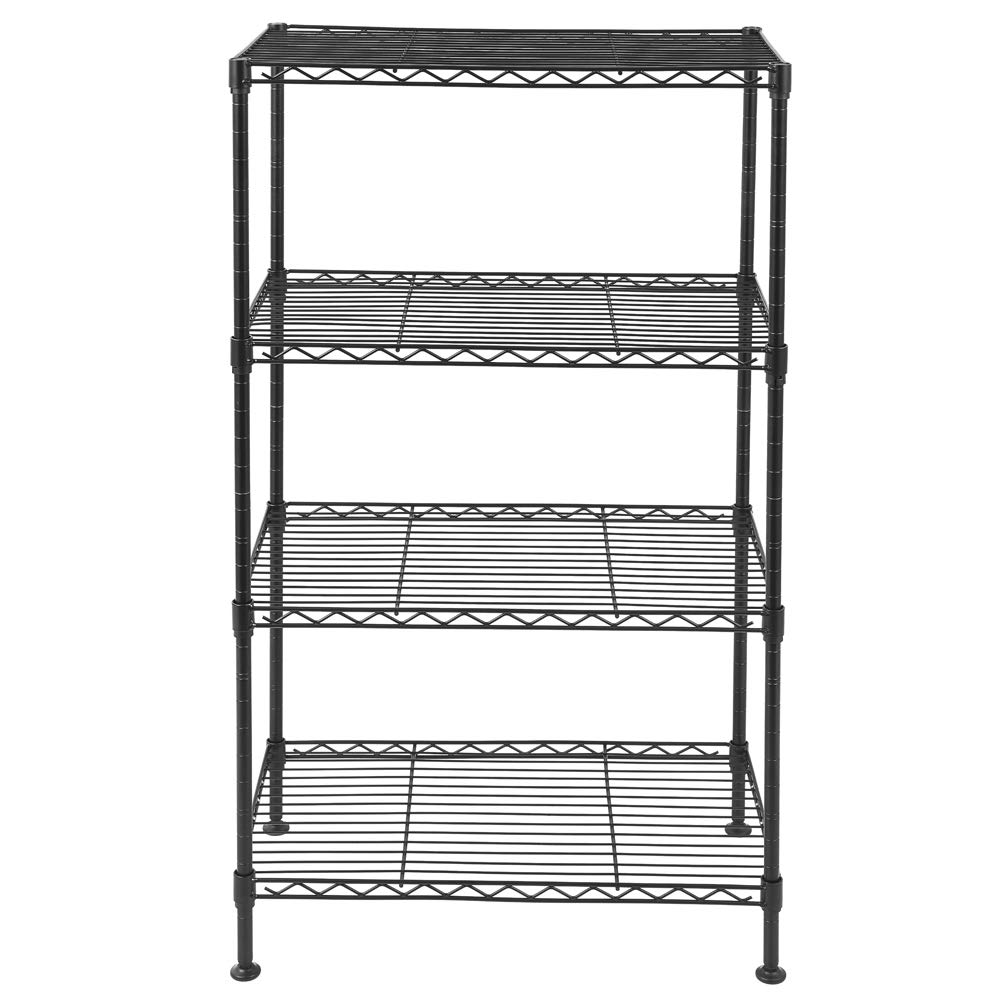 Vasitelan 4 Tier Adjustable Storage Shelf Metal Storage Rack Wire Shelving Unit 335Lbs Capacity 19.69" L x 11.8" W x 31.5" H for Laundry Bathroom Kitchen Black