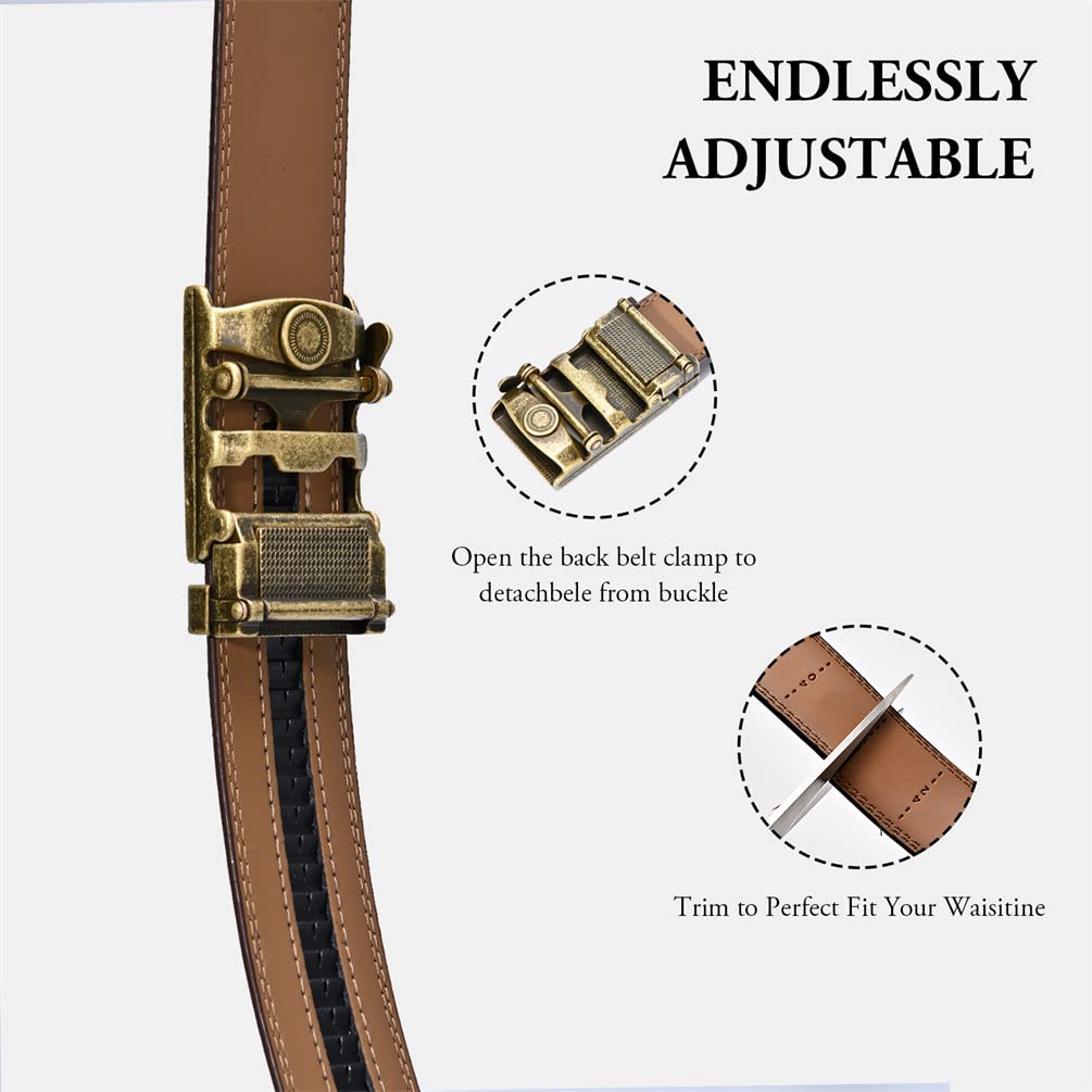 ailishabroy Men's Ratchet Belts 2 Packs,Genuine Leather Large long Adjustable Belts for Men