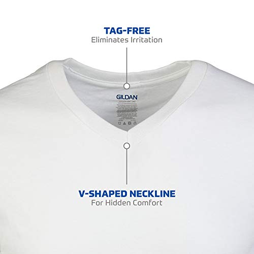 Gildan Men's V-Neck T-Shirts, Multipack, Style G1103, White (6-Pack), Medium