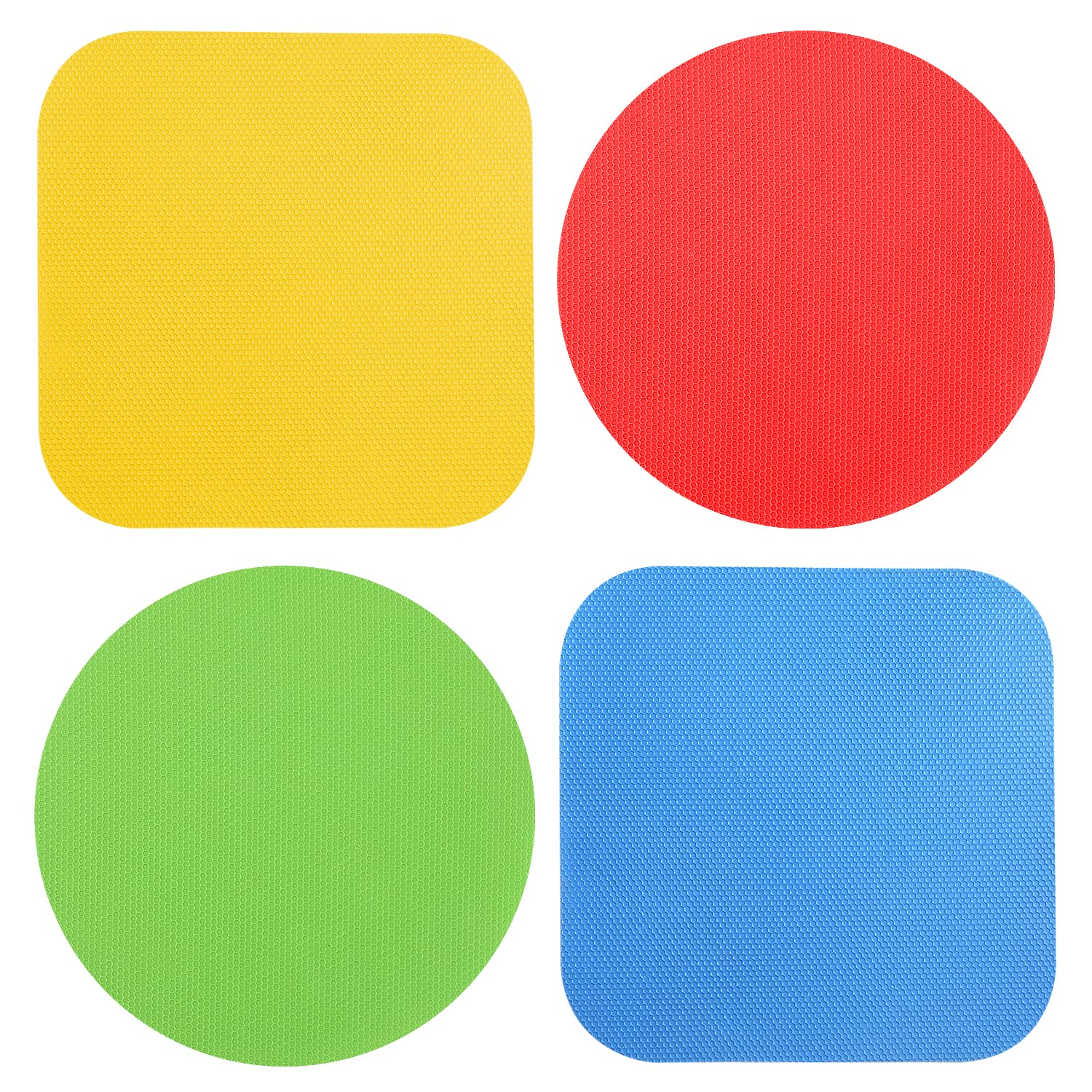 4pcs Jar Gripper Pads, Multifunctional Rubber Jar Gripper Pad Jar Opener Grippers Kitchen Coaster for Elderly Suffering from Arthritis Children Women Weak Hands (4 Colors)