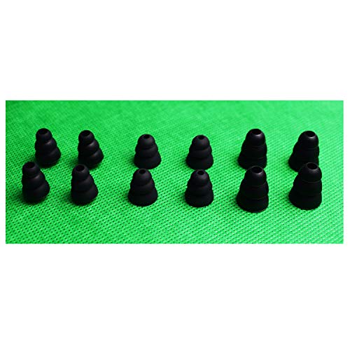Motanar Triple Flange Ear Tip, 6 Pairs S/M/L Size Triple Three Flange Noise Isolate Silicone Cushion Ear Bud Tips with 4mm Connector Hole, Fit for Most in Ear Earphone (Black (SML))