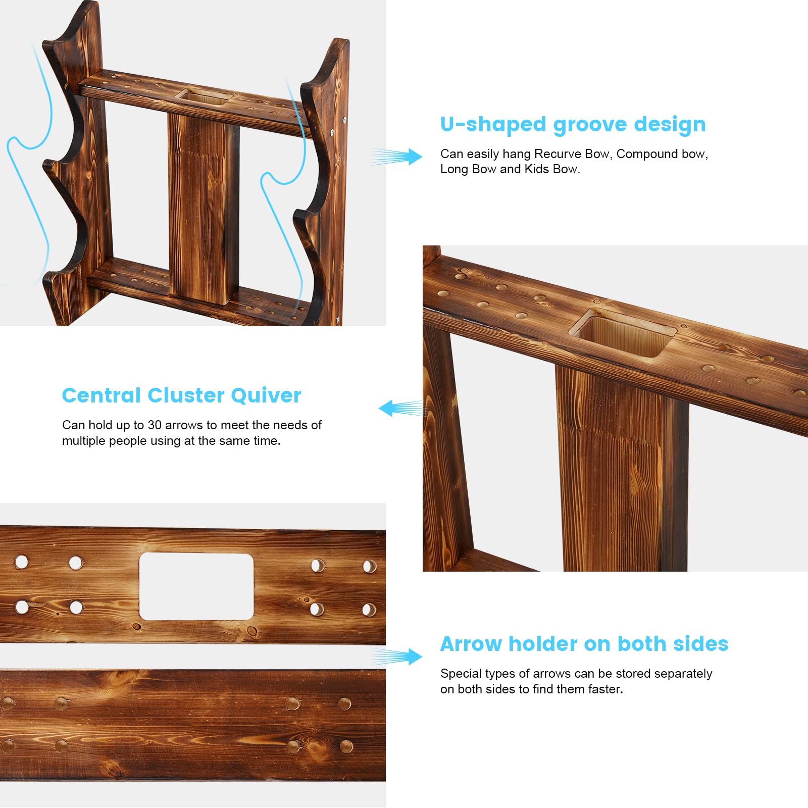 Aimdorarchery Bow Stand Archery Bow Shelf-for All Archery Bows Multi-Function Bow Stand Can Hold 3 Bows and 24 Arrows Fit for Archery Hall、Indoor and Outdoor Practice、Backyard Archery