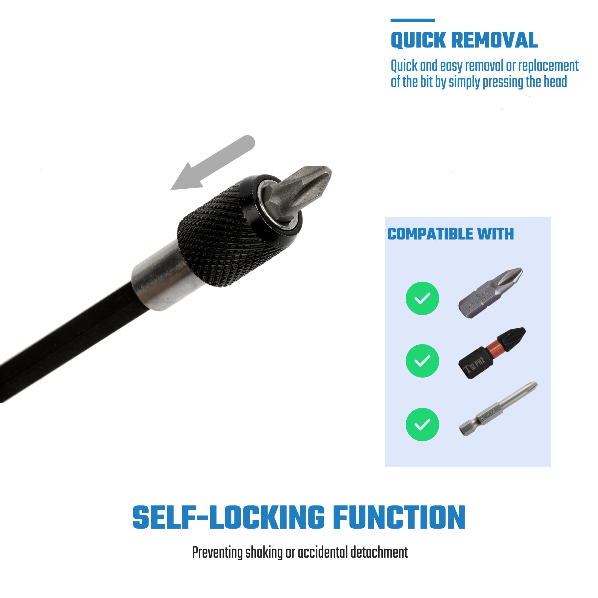 TEGRODEX 6PCS Drill Bit Extension Quick Release Screwdriver Bit Holder 2.36" 4" 6" 1/4 inch Hex Shank Drill Bit Extender Magnetic Bit Extension Adapter Set for Power Screwdriver Drill Impact Driver