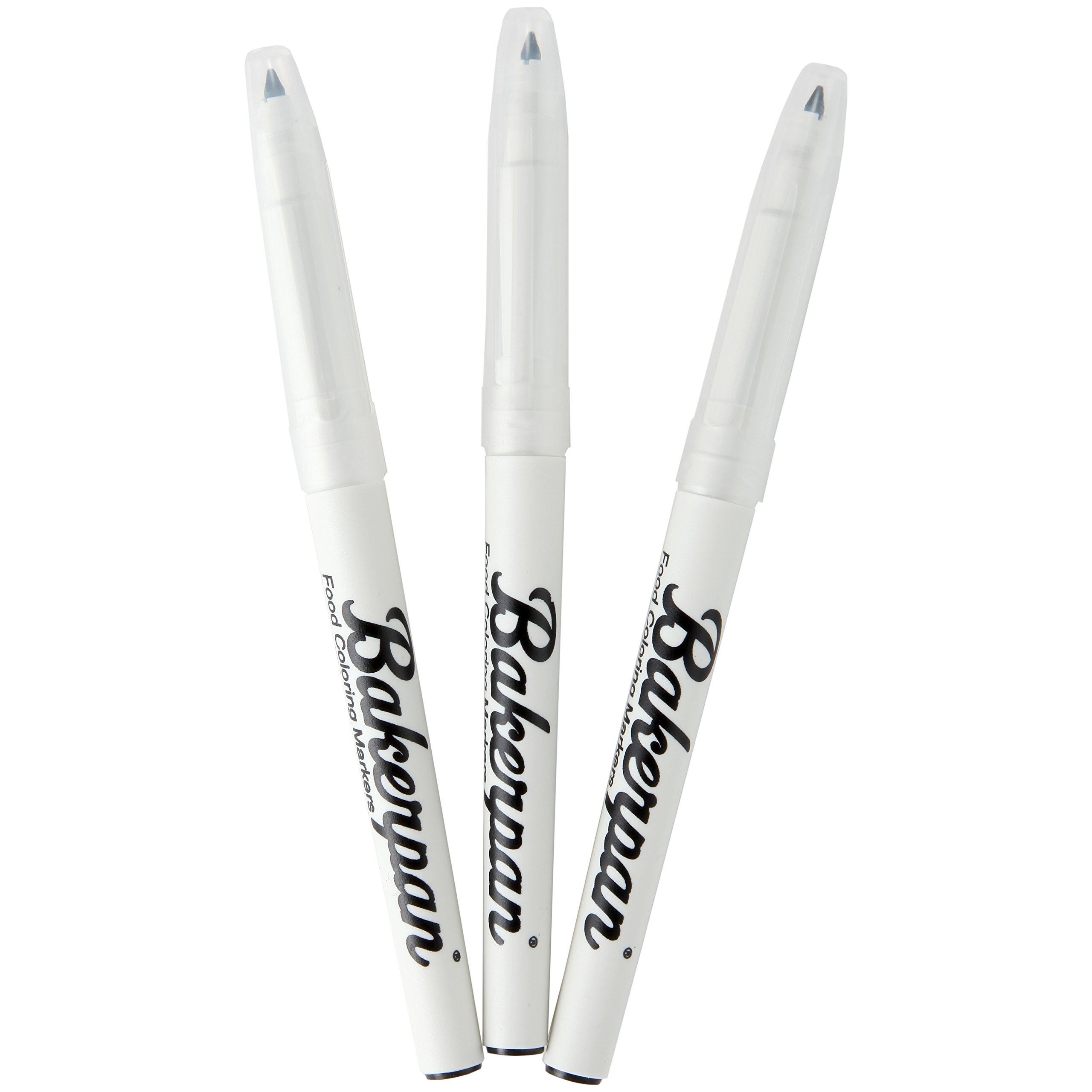 Bakerpan Food Coloring Markers, Fine Tip Edible Markers for Cookie Decorating, Edible Black Ink Pen - Set of 3