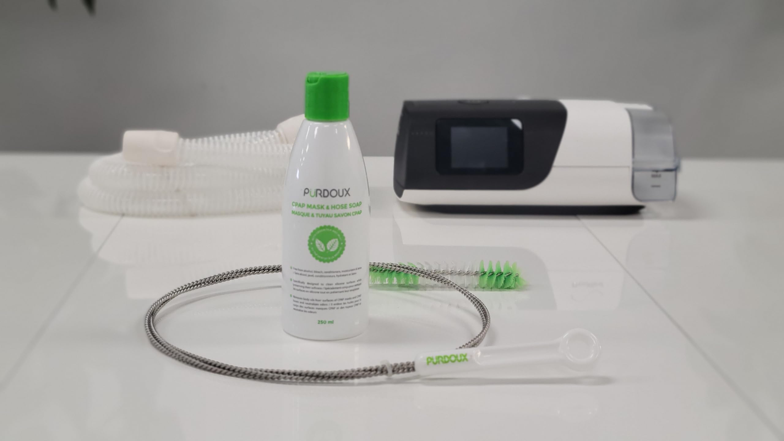 PURDOUX™ CPAP Mask & Hose Cleaning Soap (Pack of 3 Bottles, 250 ml / 8.4 oz Each) (3 x Green Tea-Mint Scent)