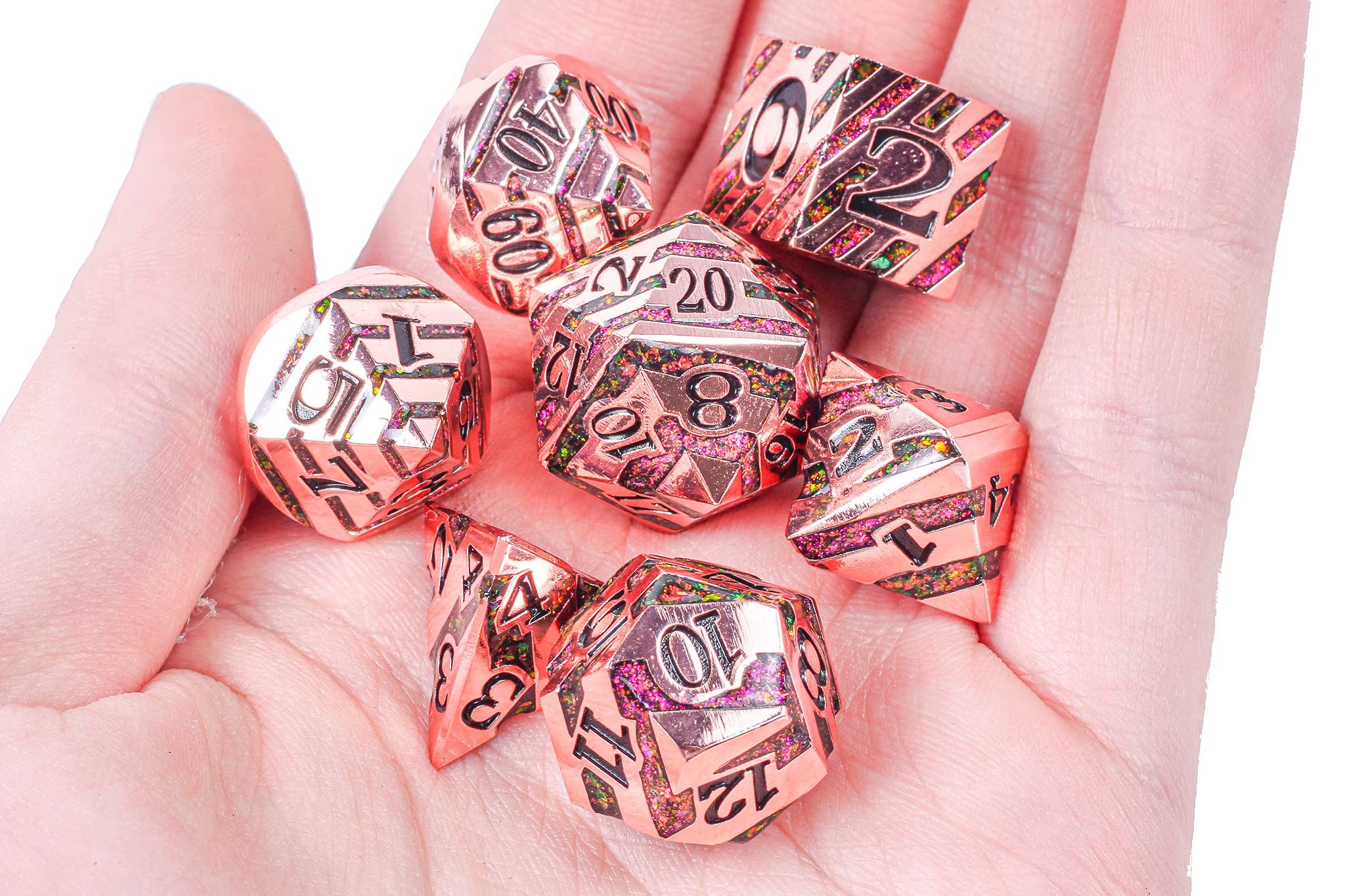 Copper Vein of Magic DND Metal Dice Set for Dungeons and Dragons Gifts, D&D, D and D, Pathfinder, Accessories, D20, Polyhedral, Resin Dice, Metal, Dice Tray, Tower, Bag, Box