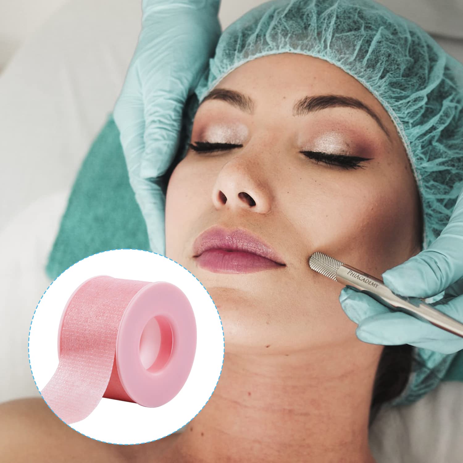 4pcs Lash Adhesive Tape, Reusable Adhesive Waterproof Silicone Tape Eyelash Tape for Lash Extension Lash Beauty Auxiliary Tools (2 Pink, 2 Blue)