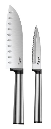Ginsu Koden Series Stainless Steel 2-Piece Santoku and Paring Knife Set – Serrated Kitchen Knife Set, 05212DS