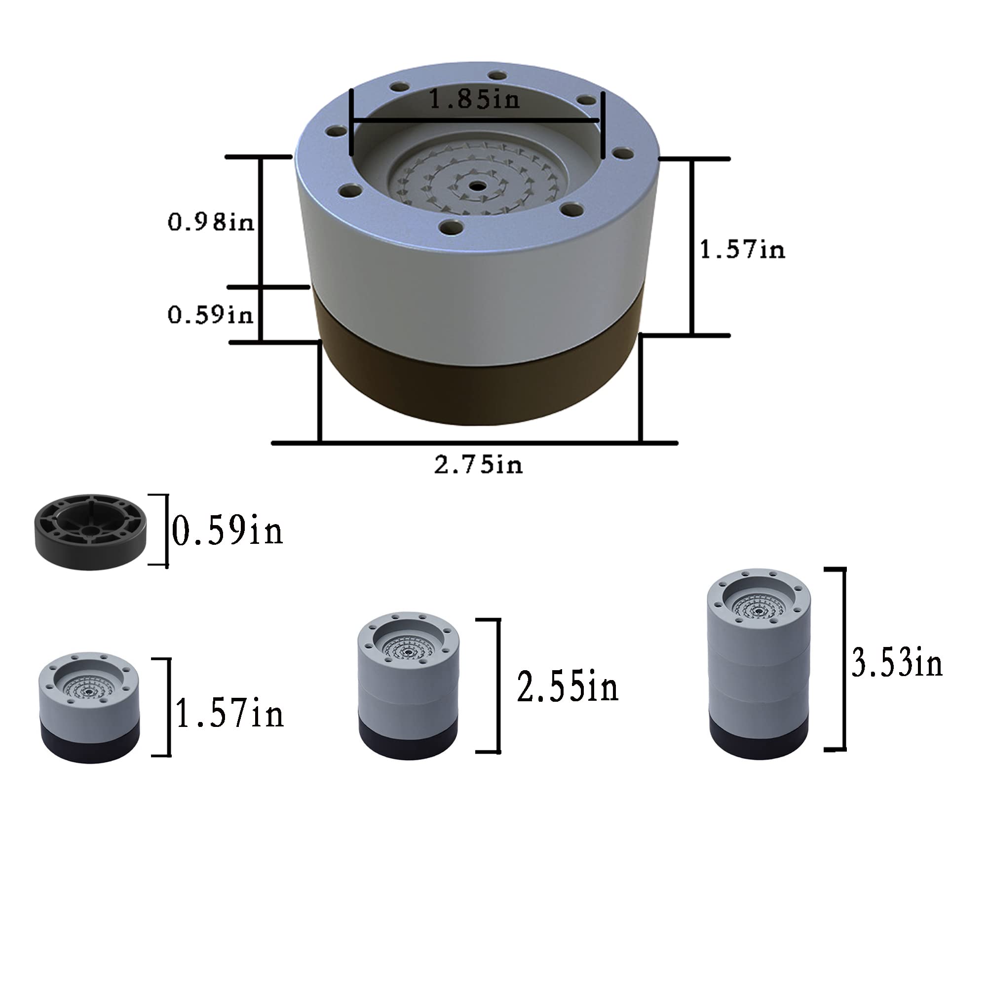 8 PCS Shock and Noise Cancelling Washing Machine Support, Anti Vibration Pads with Tank Tread Grip, Washer and Dryer Pedestals Fit All Machines