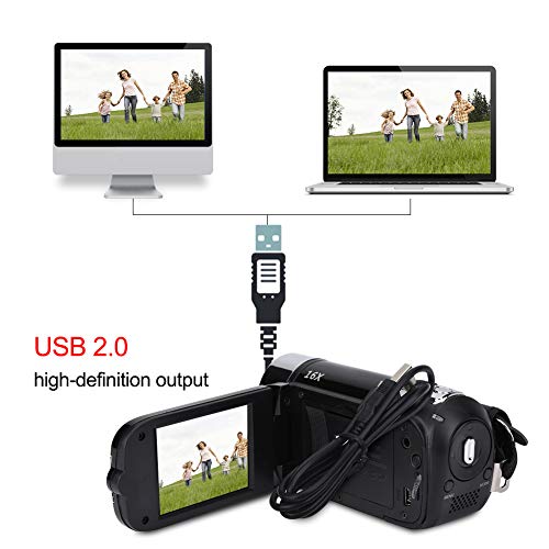 Eboxer Video Camcorder Handycam HD 1080P 16MP 270 Degree Rotation LCD Screen 16X Digital Zoom Video Camera with with COMS Sensor - The Best Frinend and Family (Black)
