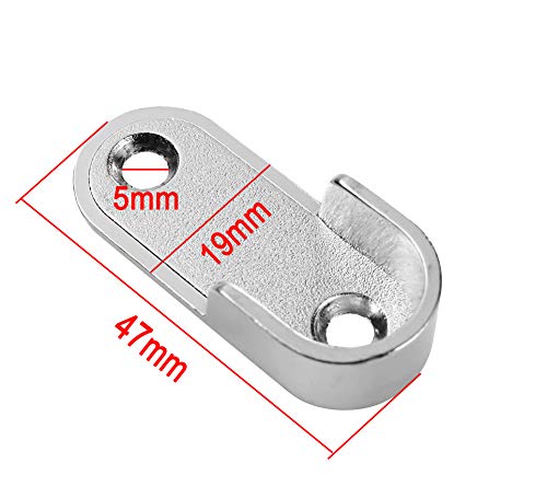 Mcredy 2 Pair Zinc Alloy Oval Hanging Rail Rod Holder End Bracket Support for Wardrobe Closet Silver 0.63" Inner Size