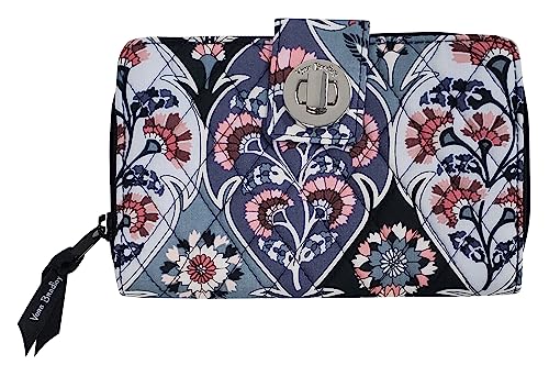 Vera Bradley Women's Cotton Turnlock With RFID Protection Wallet (Ornate Blooms, One Size)