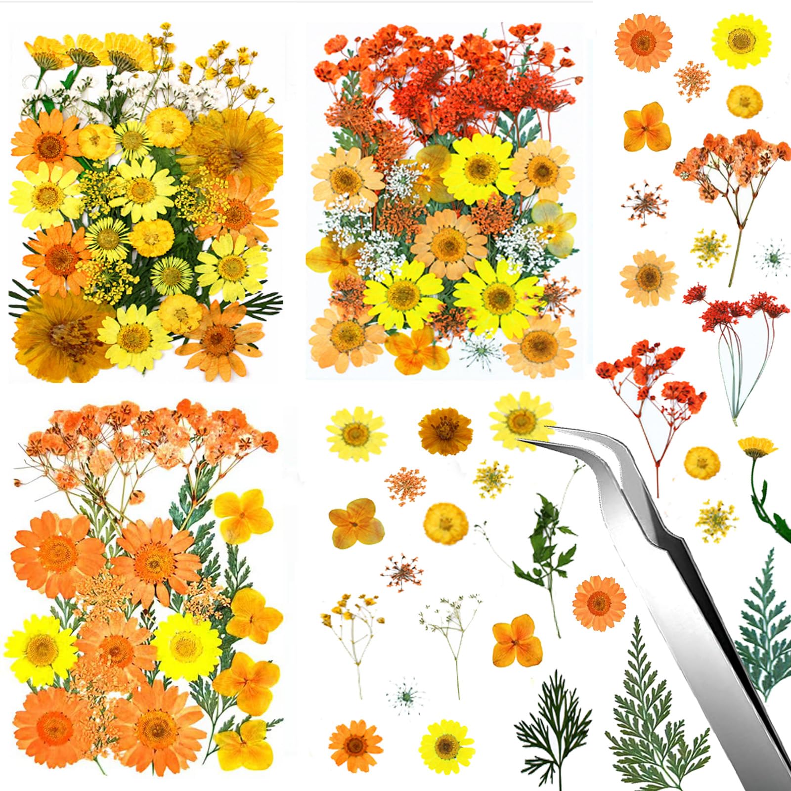 90Pcs Dried Pressed Flowers β 3 Pack Natural Dried Flower Herbs Kit for Scrapbooking, Resin Jewelry, Card Making, Soap and Candle Making