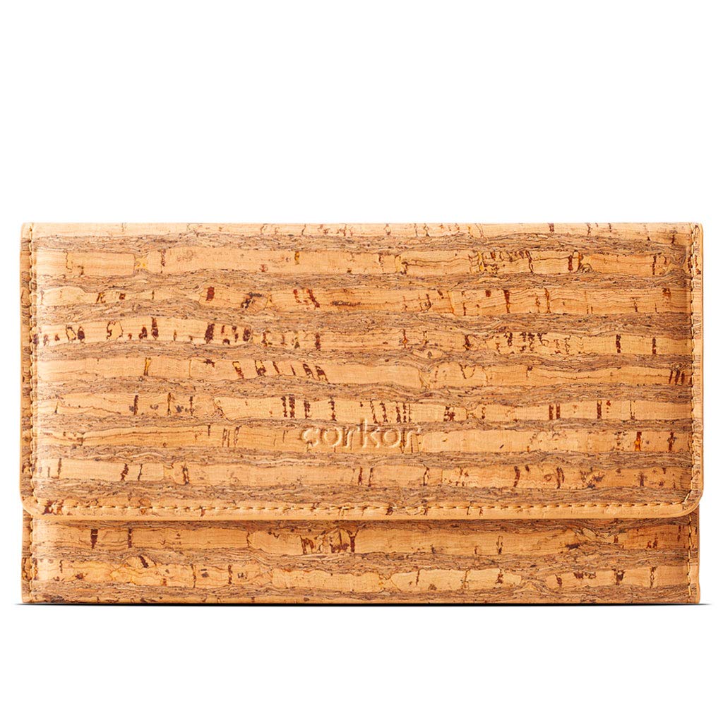 Corkor Cork Slim Long Wallet – Women’s Clutch - RFID Blocking - Vegan Leather – Cruelty Free – Eco Friendly - Zebra