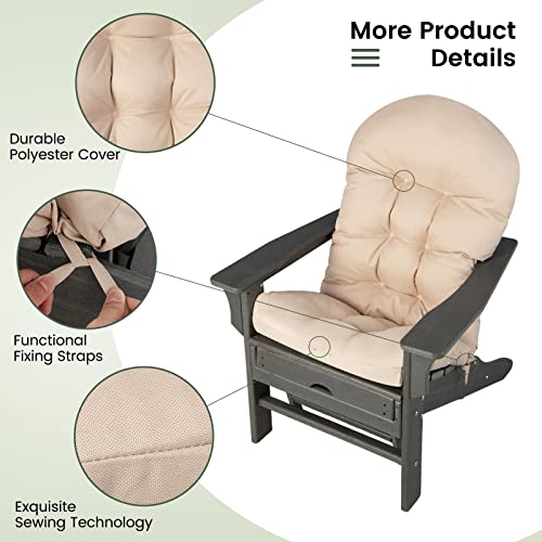 Giantex Patio Adirondack Chair Cushion - 49β x 23β High Back Rocking Chair Cushion w/Fixing Straps, Durable & Fade Resistant, 5β Thick Tufted Seat Pad for Indoor & Outdoor Chairs (Beige, 1)