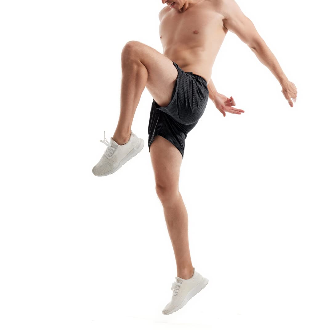 AIMPACT Mens Athletic Shorts 6 Inch Inseam Mesh Breathable Sold Soft Workout Gym Running Shorts with Zip Pocket (Black L)