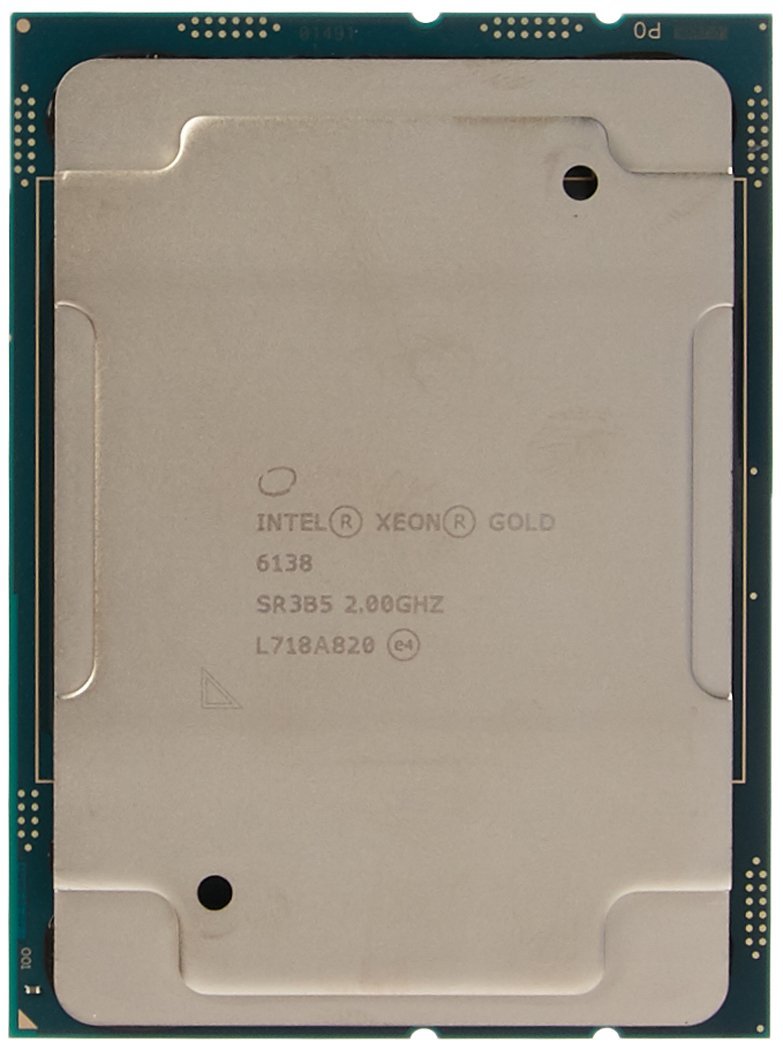 Intel Xeon Gold 6138 20 Cores 2GHz 27.5MB 10.4 GT/s 125W LGA 3647 CPU SR3B5 (Renewed)
