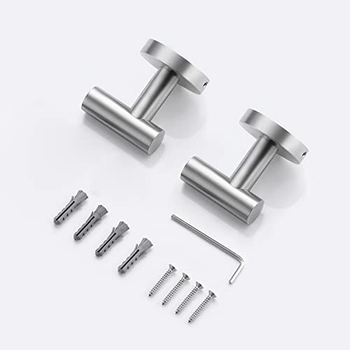 KES Towel Hook Bathroom Wall Heavy Duty Robe Hook Holder SUS304 Stainless Steel Brushed 2 Pack, A2164-2-P2
