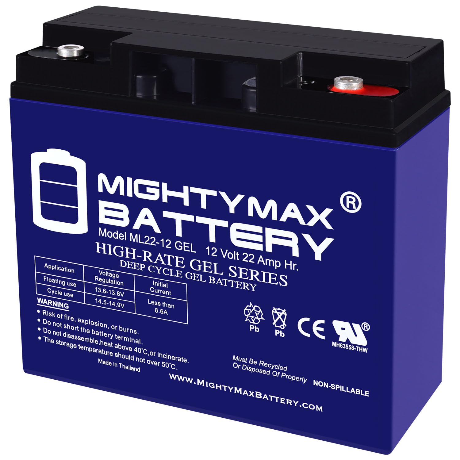 Mighty Max Battery 12V 22AH Gel Replaces Solar Booster Pac ES1217, ES1230, ESP5500
