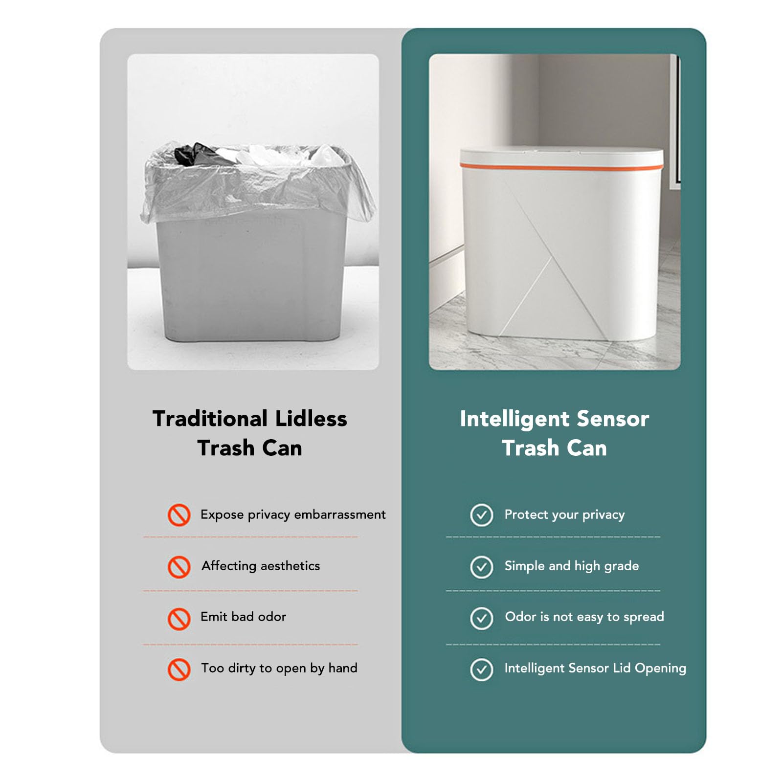 Aroma Home Diffuser Auto Trash Can Bathroom Crack Deodorizer 15L White Minimalistic Plastic Fragrant Room Diffuser Home Freshness Garbage Scent Restroom Wastebaskets