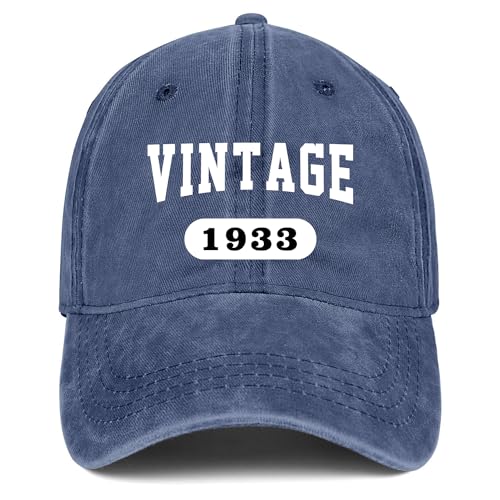 90th Birthday Gifts for Men Women Hats Vintage 1933 Baseball Cap Gift Ideas Blue