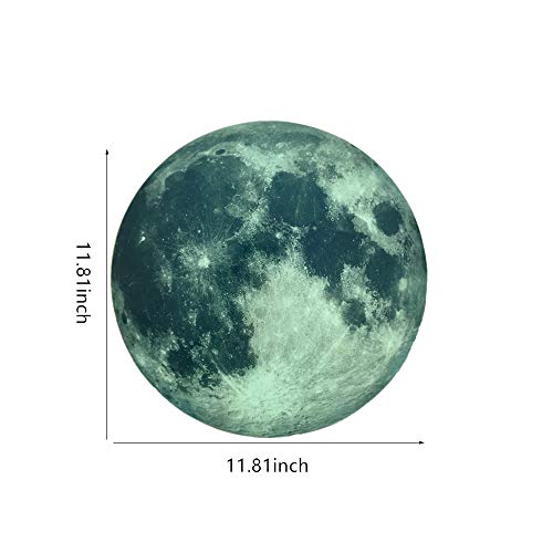 Kiddale Glow in The Dark Moon 30cm Glowing Luminous Wall or Ceiling Art Stickers Removable Adhesive Wall Decal for Kids Bedroom