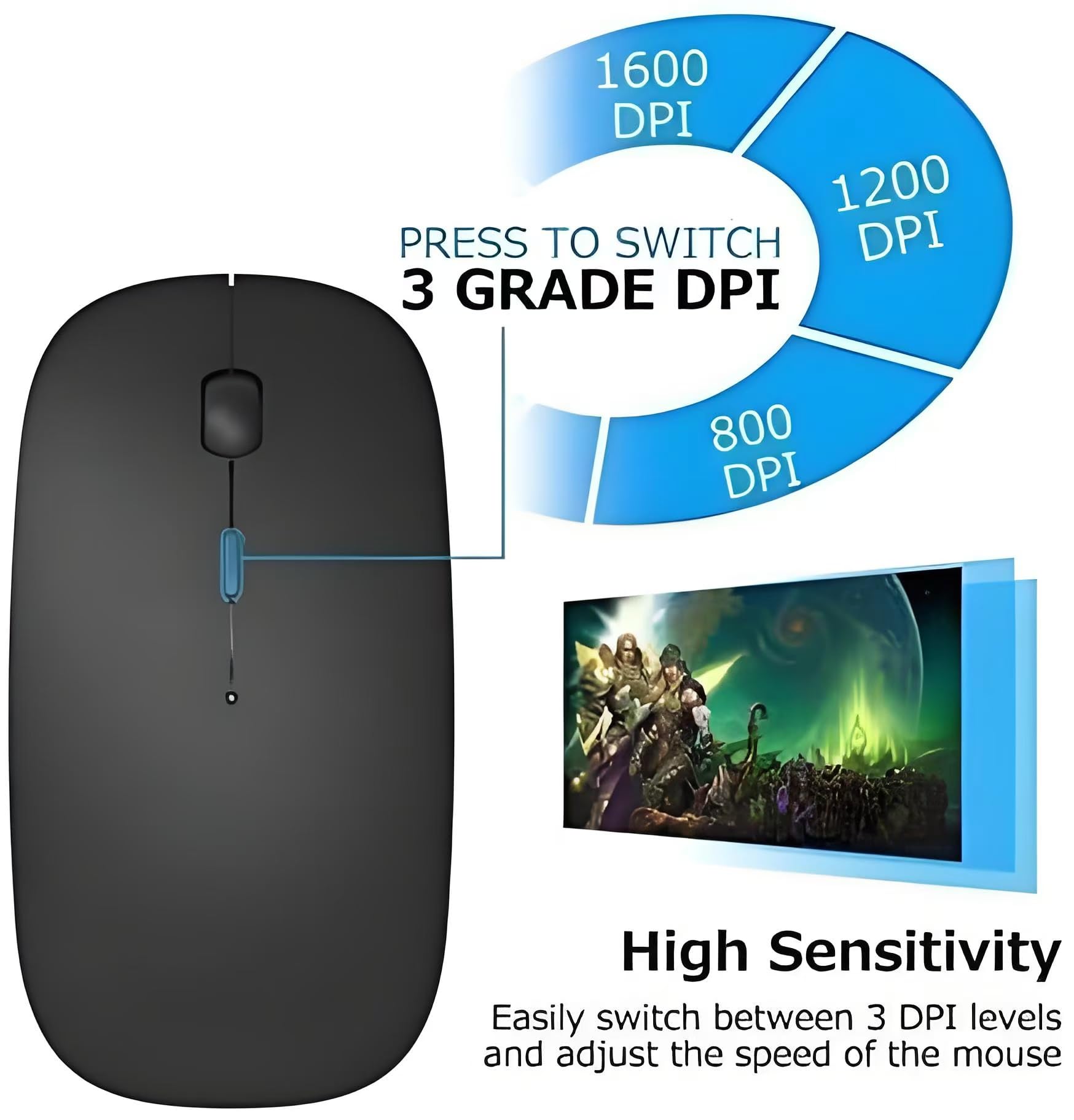 ZERU Bluetooth Mouse,Rechargeable Wireless Mouse for MacBook Pro/MacBook Air,Bluetooth Wireless Mouse for Laptop/PC/Mac/iPad pro/Computer