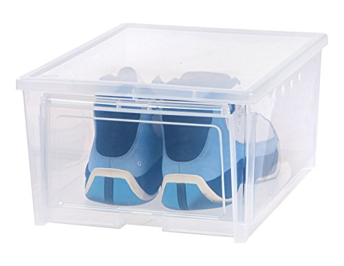 IRIS USA, Inc. IRIS Easy Access Men's Shoe Box, 4 Pack, Wide, Clear