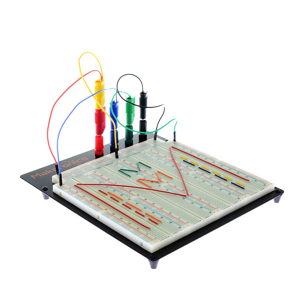 Makeronics Solderless Breadboard Jumper kit|5pcs Banana Plug to Jumper Wires + 140 Preformed Soft Breadboard Solid Copper Jumper Wires(Light Box Packing)+ 65 pcs Jumper Leads Wires Cables