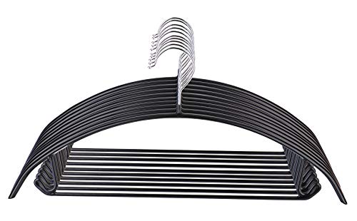 Tosnail 10 Pack Non-Slip Sweater Hangers with Pants Bar, Suit Hanger Coat Hangers, Shirt Hangers, Dimple and Crease Free Hanger Closet Organizer - Black