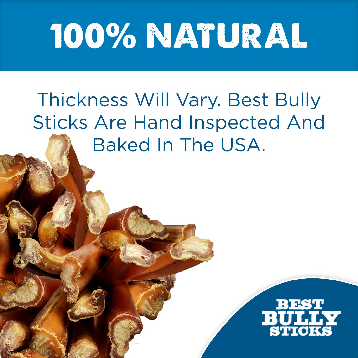 Best Bully Sticks 6 Inch All-Natural USA-Baked Bully Sticks for Dogs - 6β Easily digestible, 100% Grass-Fed Beef, Grain and Rawhide Free | 18 Pack