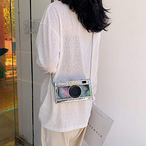 Rebecca US Rebecca Women Retro Radio Shape Crossbody Bag PU Leather Vintage Top Handle Handbag Purse (X-White)