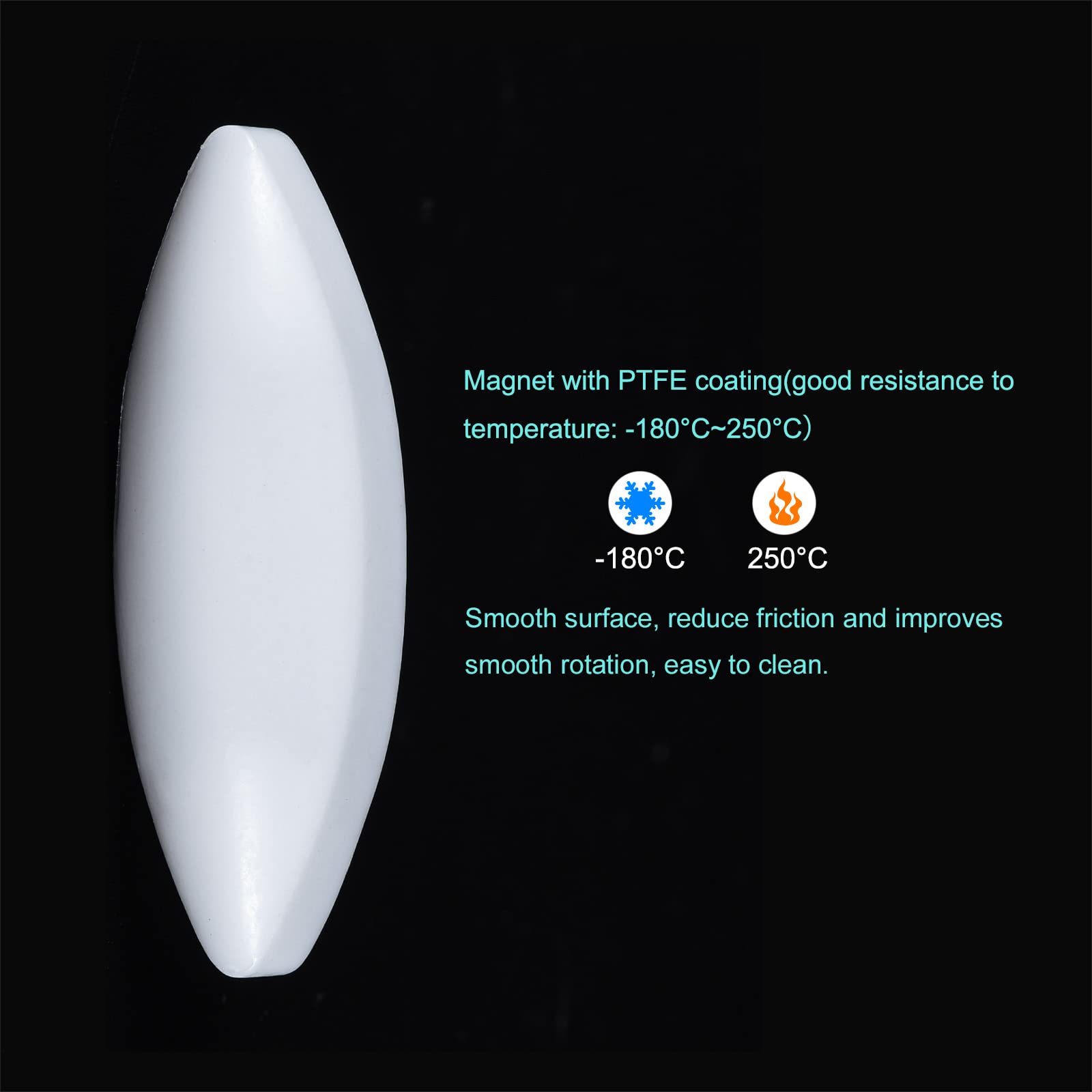 MECCANIXITY Magnetic Stirrer Mixer Stir Bar Rod 60mm(2.36") x18mm Olive Shape Coating Magnet White for Laboratory 2Pcs