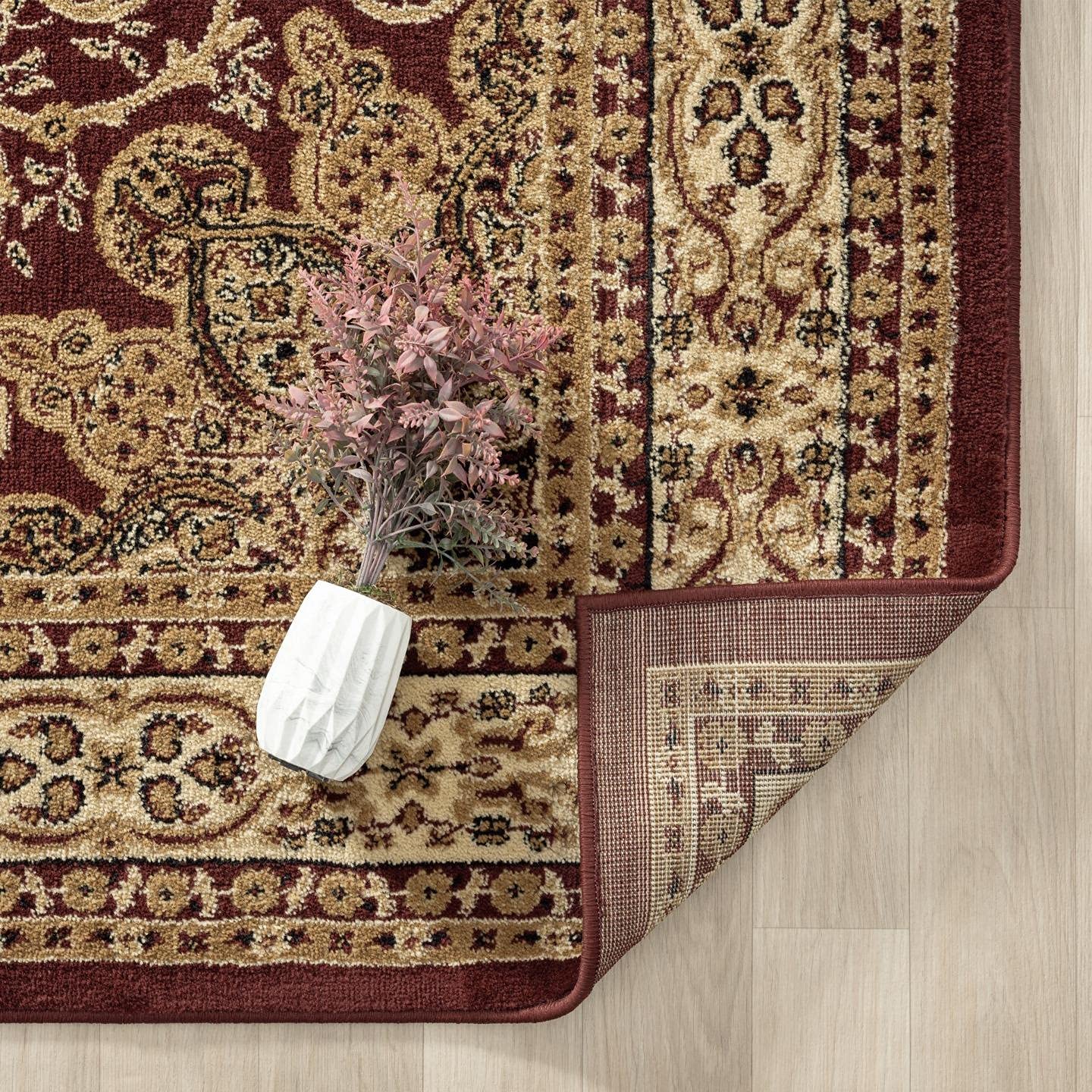 LUXE WEAVERS Oriental Floral Medallion Burgundy 5x7 Area Rug
