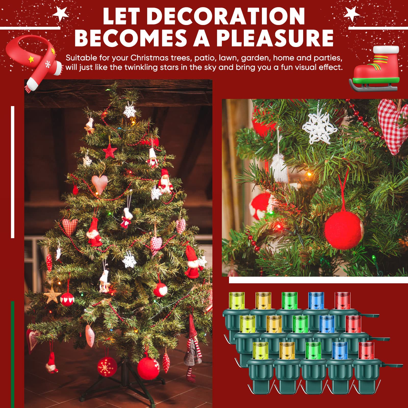 LED Christmas Lights Christmas Replacement Mini Light Bulbs 3 Volt 0.06 Watt Christmas Tree LED Light Bulb Xmas Lights with Green Base for Party Holiday Indoor Outdoor(Warm White,400 Pieces)