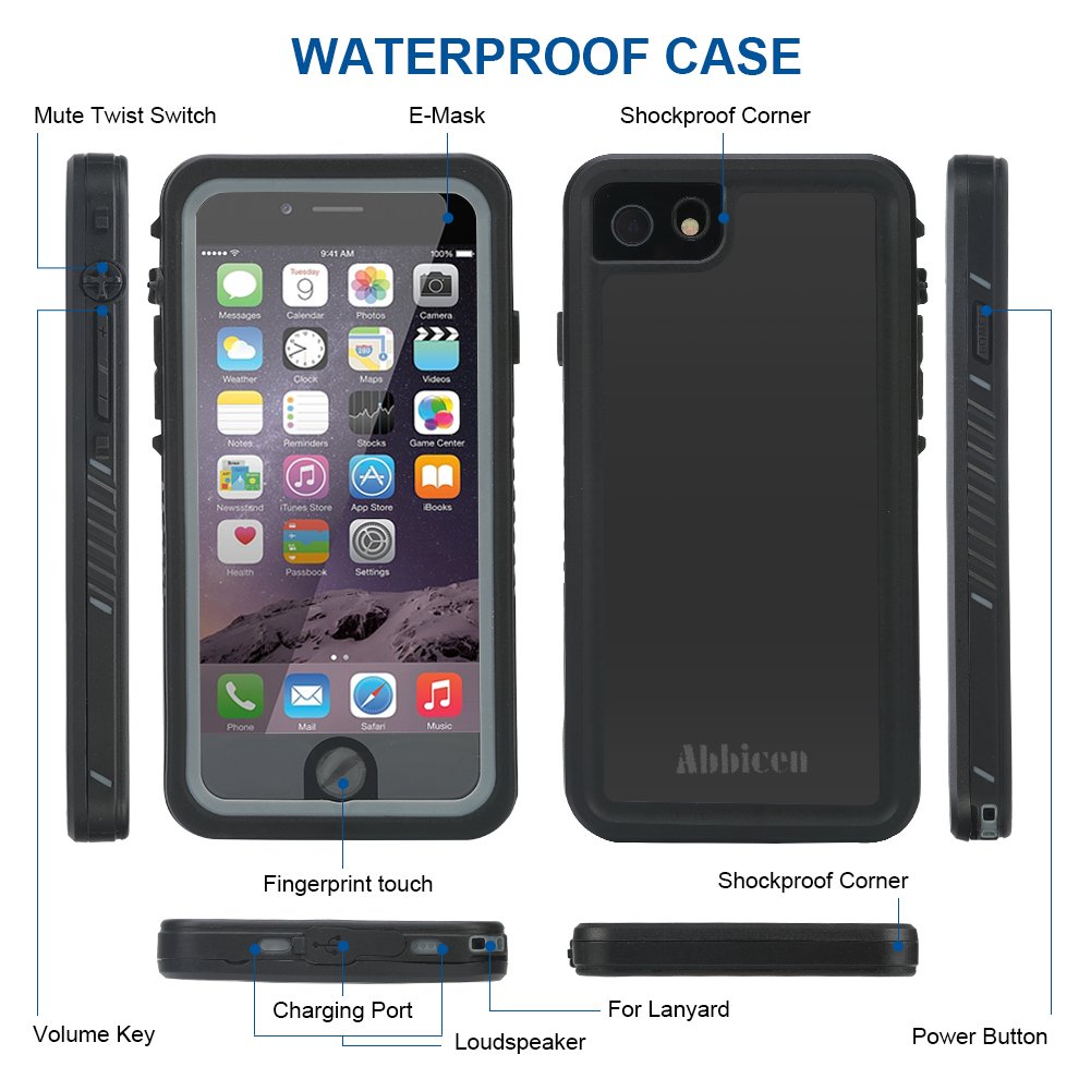 Abbicen Waterproof Case for iPhone 7 and 8 Phone iPhone SE 2020 Case with Kickstand Full Body Protective Case Cover with Built-in Screen Protector Underwater/Shockproof/Dirtproof/Snowproof.