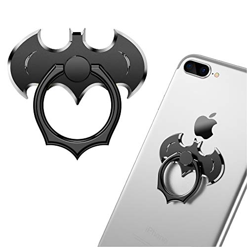 OATSBASF Bat Phone Ring Stand Holder Cell Phone Ring Holder Finger Grip 360 Degree Rotation Compatible with iPhone 12/11 Pro Max/SE 2020 and Other Smartphones(Black+Silver)