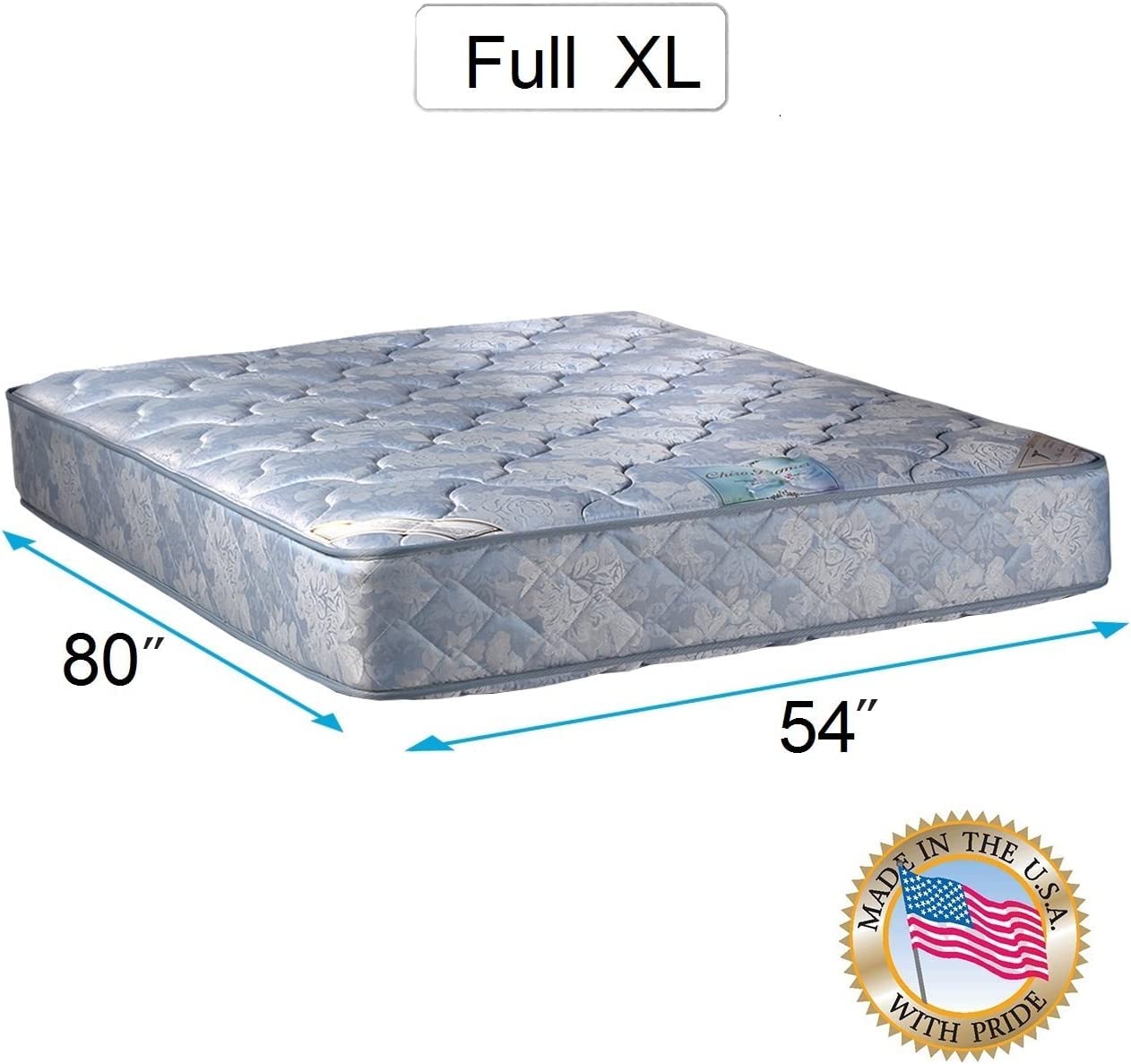 DS Solutions USA Chiro Premier 2-Sided Orthopedic (Blue Color) Full XL Mattress Only with Mattress Cover Protector