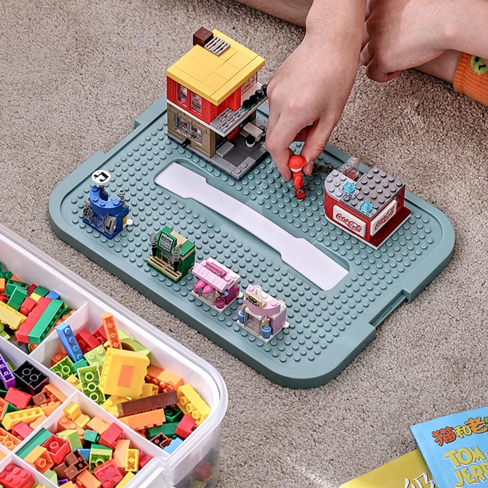 AEEISHOMEREFORM 3 Layers Toy Organizer Bins with Compartments, Building Blocks Storage, Storage Containers for Building Brick Storage, Plastic Stackable Organizer Bin Toy Chest (Green 3 Layers)
