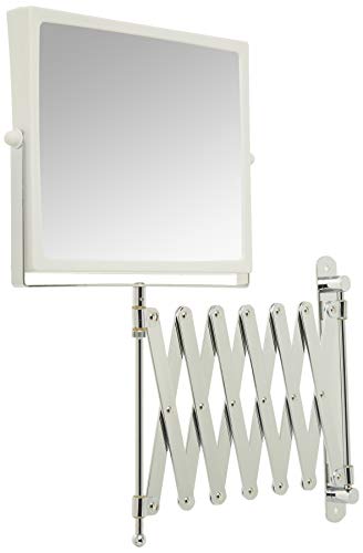 Jerdon 8.3-Inch x 6.5-Inch Two-Sided Swivel Wall Mount Mirror - Vanity Mirror with 5X Magnification & 30 inch Wall Extension - White Base with Chrome Finish Handle - Model J2020C
