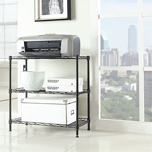 Ochine 3 Shelf Storage Shelves Wire Shelving Unit Organizer Rack Steel Pantry Closet Shelving Heavy Duty Adjustable Height Black Metal Shelves for Kitchen Bathroom Laundry Garage (3 Tier)