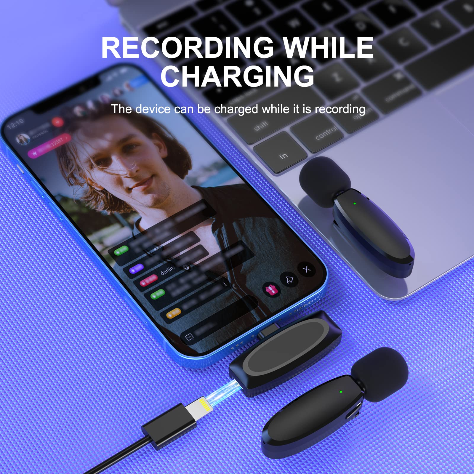 ABsuper Microphone for iPhone,Professional Wireless Lavalier Microphone, Mini Clip on mic,Plug-Play Wireless Mic for Recording,Live Stream, YouTube, Facebook, TikTok