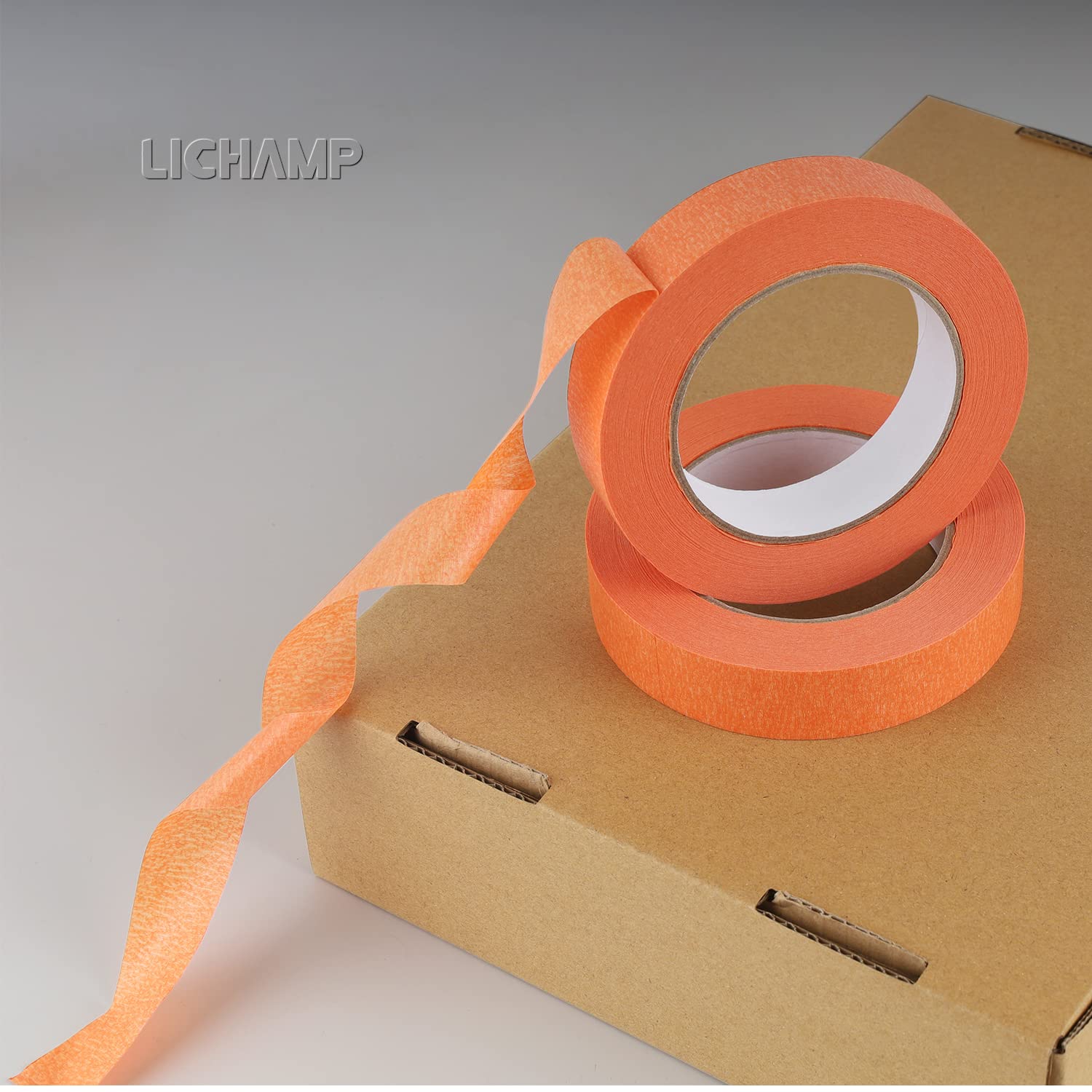 Lichamp 4 Pack Orange Painters Tape 1 inch, Orange Masking Tape 1 inch x 55 Yards x 4 Rolls (220 Total Yards)