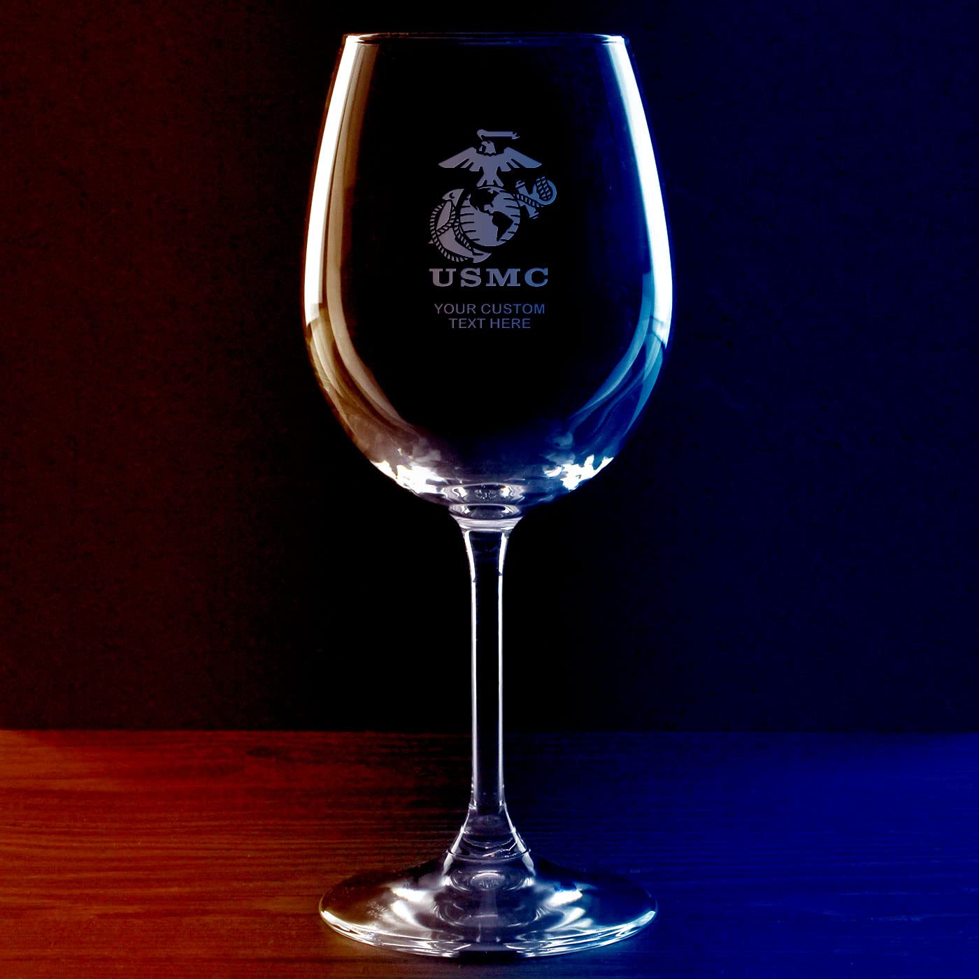 7.62 DESIGN U.S. Marine Corps Eagle Globe & Anchor Personalized 16 oz. Wine Glass