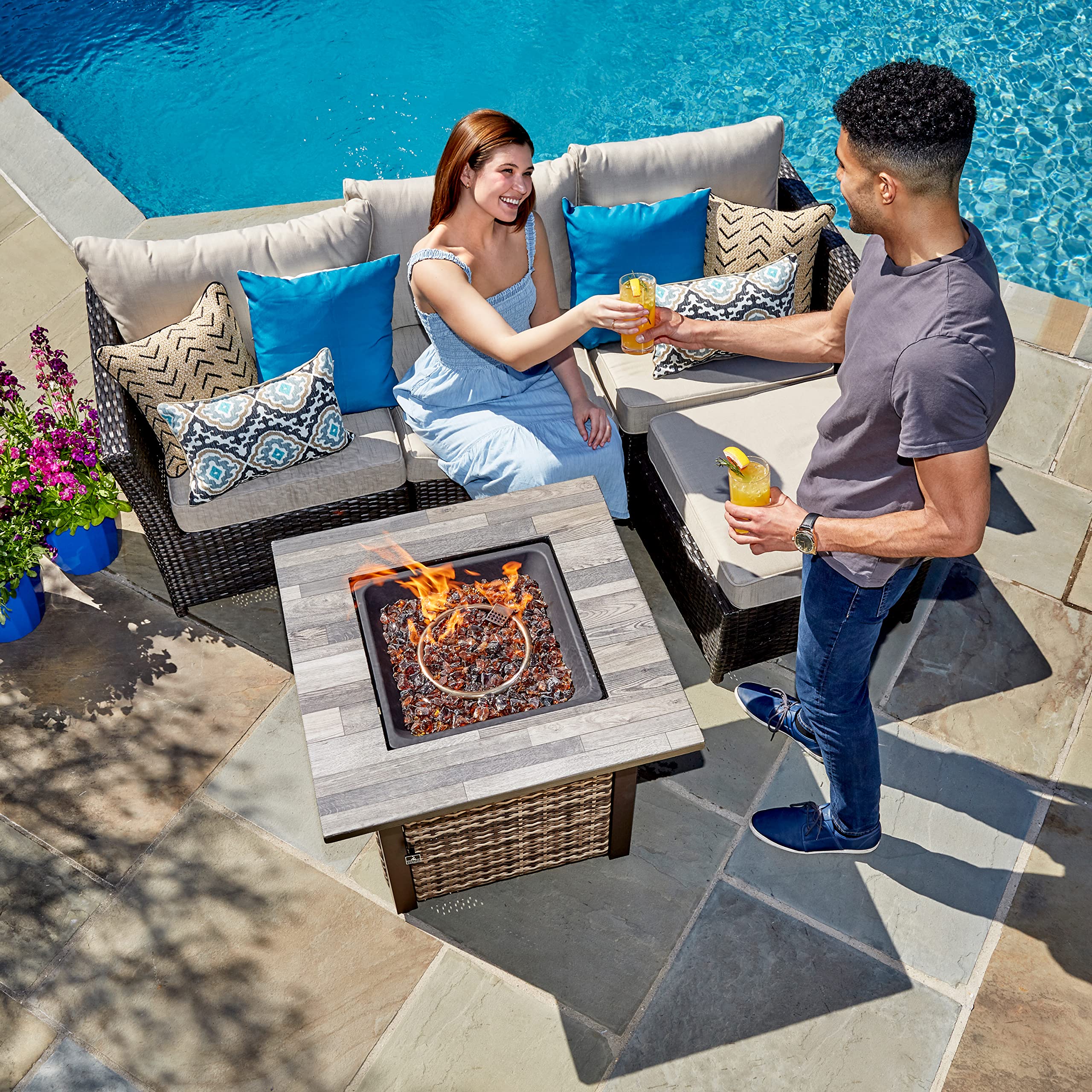 Aiden Brown 30β Square Gas Fire Table