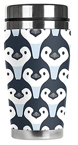 Mugzie MAX 20 Ounce Stainless Steel Travel Mug with Wetsuit Cover - Seamless Penguins