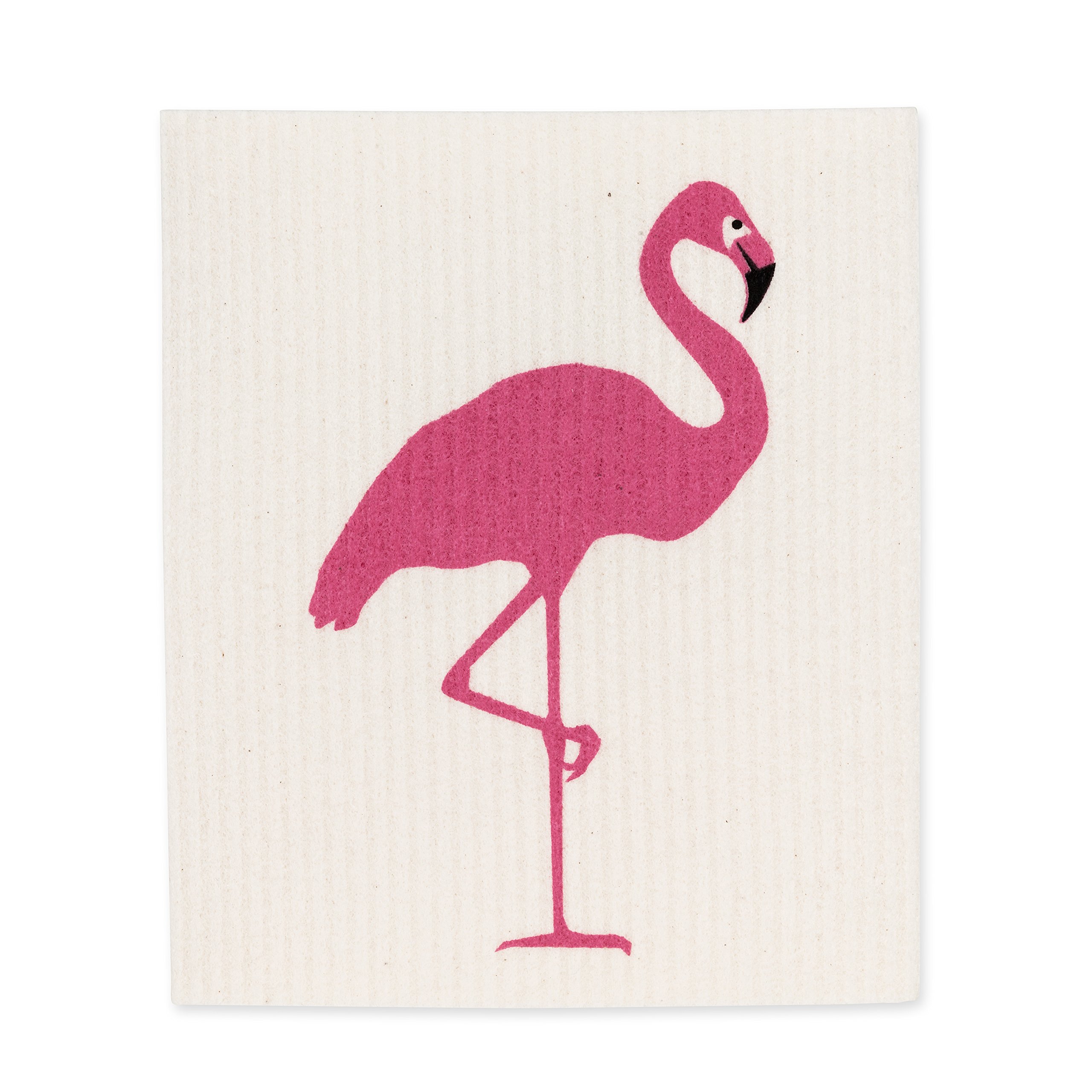 Abbott Collection 84-ASD-AB-09 S/2 Flamingo Dish Cloth-6.5x8 L, 6.5" x 8", White/Pink