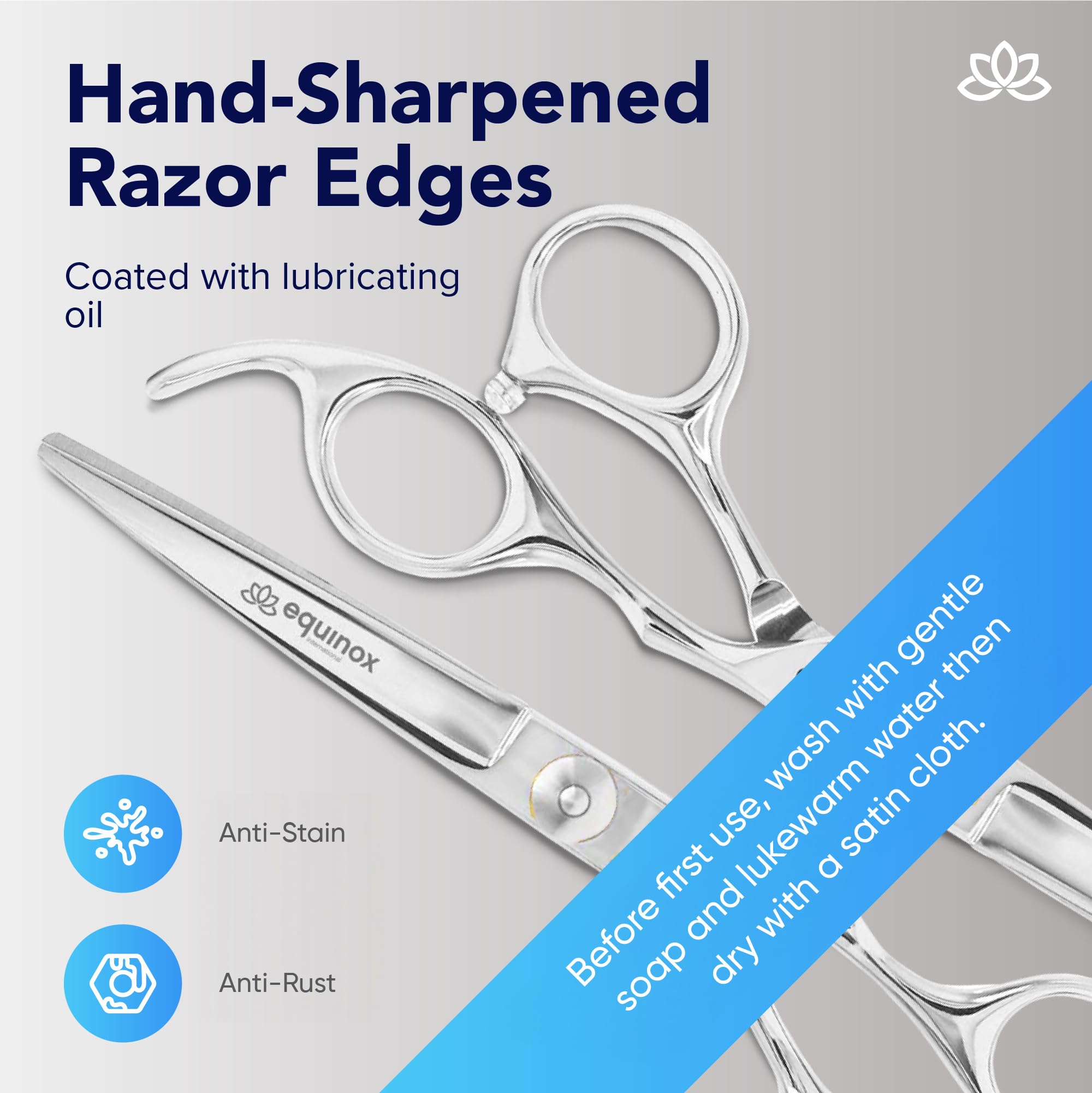 Equinox Barber & Salon Styling Series, Barber Hair Cutting Scissors/Shears, 6.0" Overall Length